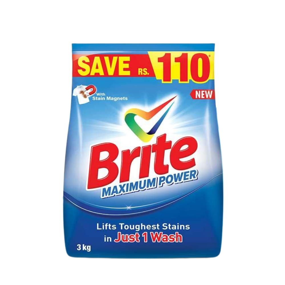 Brite Maximum Power Detergent Powder 3 kg – Lahore Basket