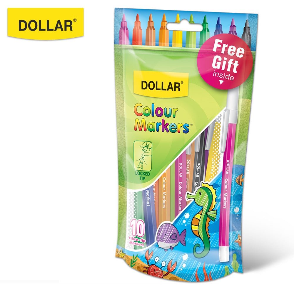 Dollar Colour Marker 10 Fiber-Tip Markers – Lahore Basket