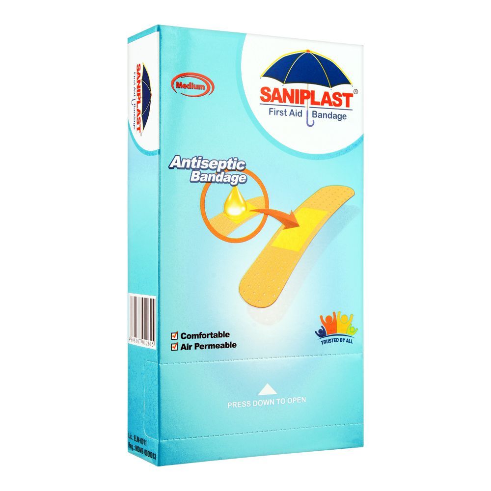 Saniplast First Aid Antiseptic Bandage Medium 100 Strips Box – Lahore ...