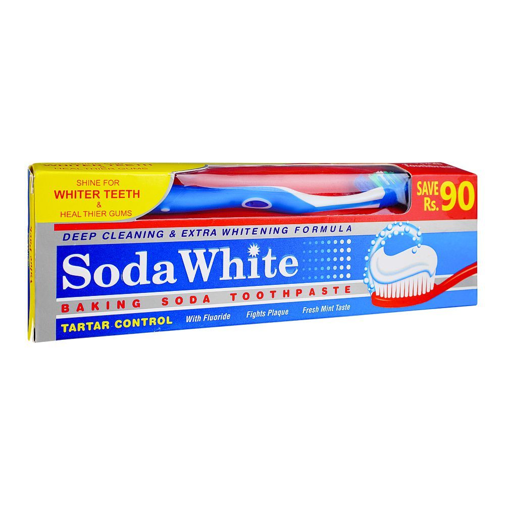 Soda White Baking Soda Toothpaste + Free Toothbrush 135 g – Lahore Basket
