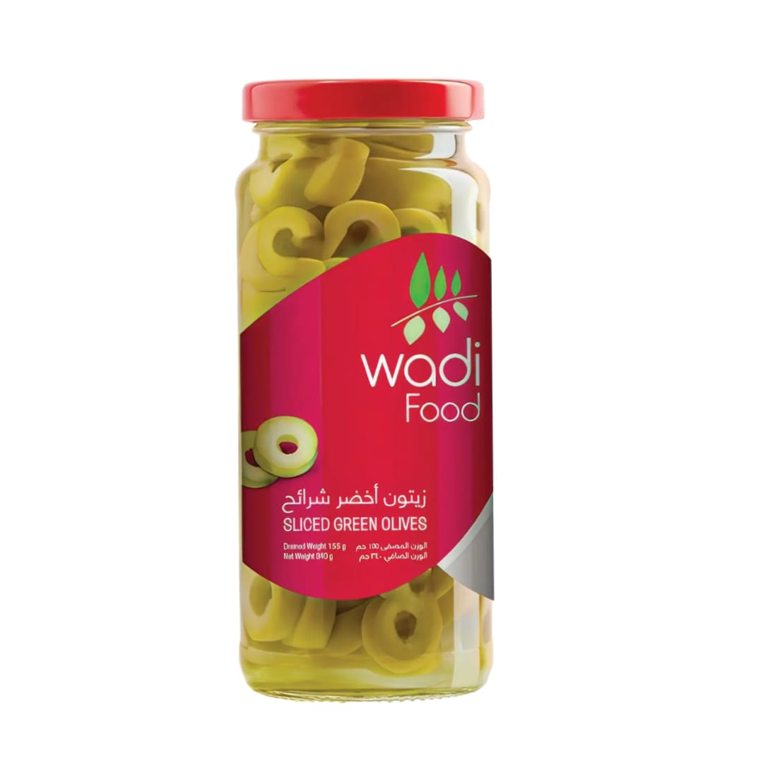 Wadi Food Sliced Green Olives 240 gm – Lahore Basket